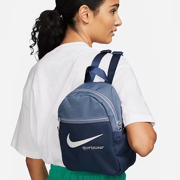 Nike | Bags | Nike Sportswear Futura Mini Blue Backpack Bag | Poshmark